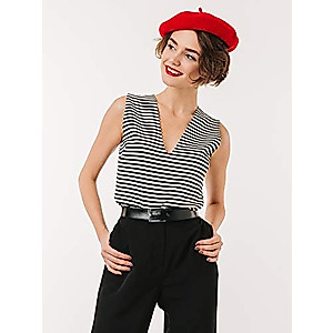 3 Pieces Beret Hat French Style Beanie Cap Solid Color Winter Hat for Women and Girls Casual Use (Black, Beige, Red)