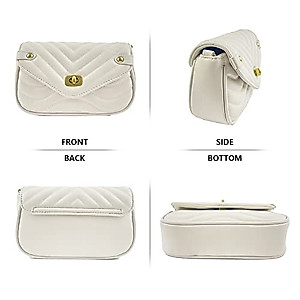 CHYUANX Small Quilted Crossbody Bags For Women, Quilted Purses For Women Handbags With Coin Purse Removable Crossbody Strap (White)