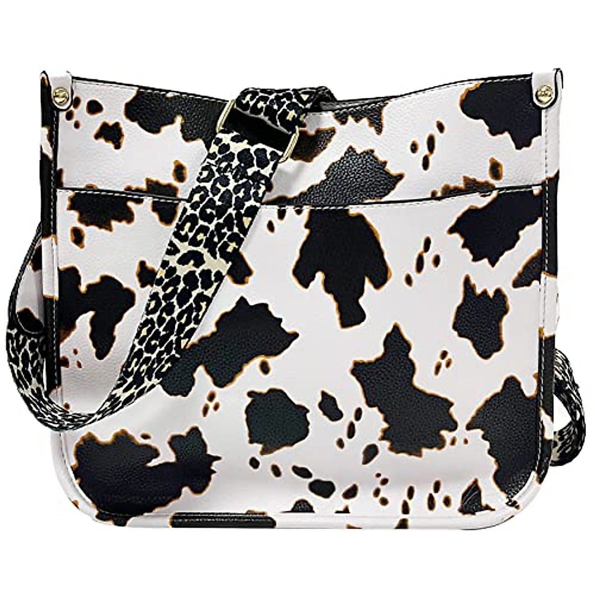 Women Crossbody Shoulder Bags Vegan Leather Hobo Bag Purse Bucket Bag with Leopard Guitar Strap