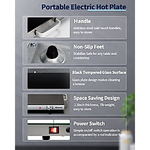 ARLIME Buffets Server Food Warmer for Parties, Electric Food Warming Tray W/Adjustable Temperature Control, 22’’x14’’ Tempered Glass Surface, Perfect for Parties Entertainment & Holidays