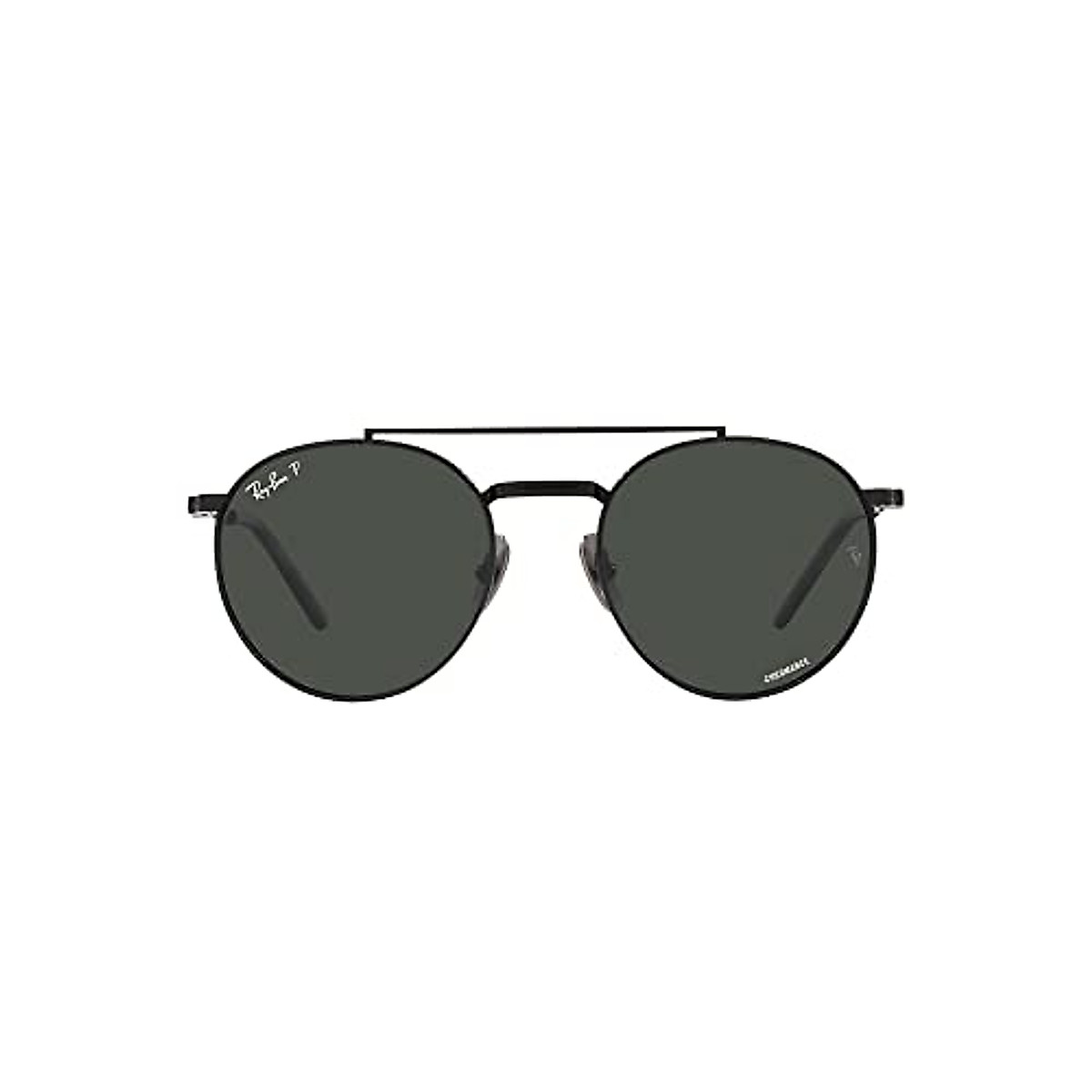 Ray-Ban RB8237 Round II Titanium Sunglasses, Black/Polarized Dark Grey, 53 mm