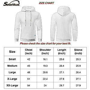 Satankud Mens Pullover Hoodie Long Sleeve Hooded Sweatshirt Casual Hoodies Square Pattern (Dark Grey, M)