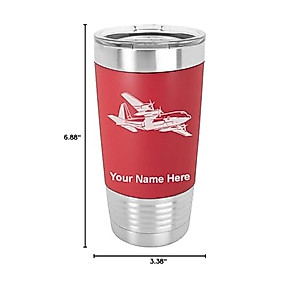 LaserGram 20oz Vacuum Insulated Tumbler Mug, Cargo Airplane, Personalized Engraving Included (Silicone Grip, Red)