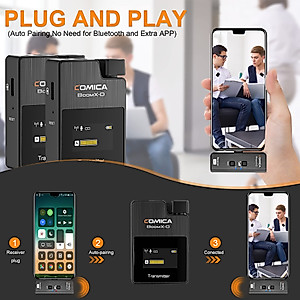 comica Wireless Microphone for iPhone, BoomX-D MI2 2.4G Dual Wireless Lavalier Microphone for iPhone Video Recording, Lapel Mic for iOS Vlogging YouTube Facebook Tiktok Livestream Interview
