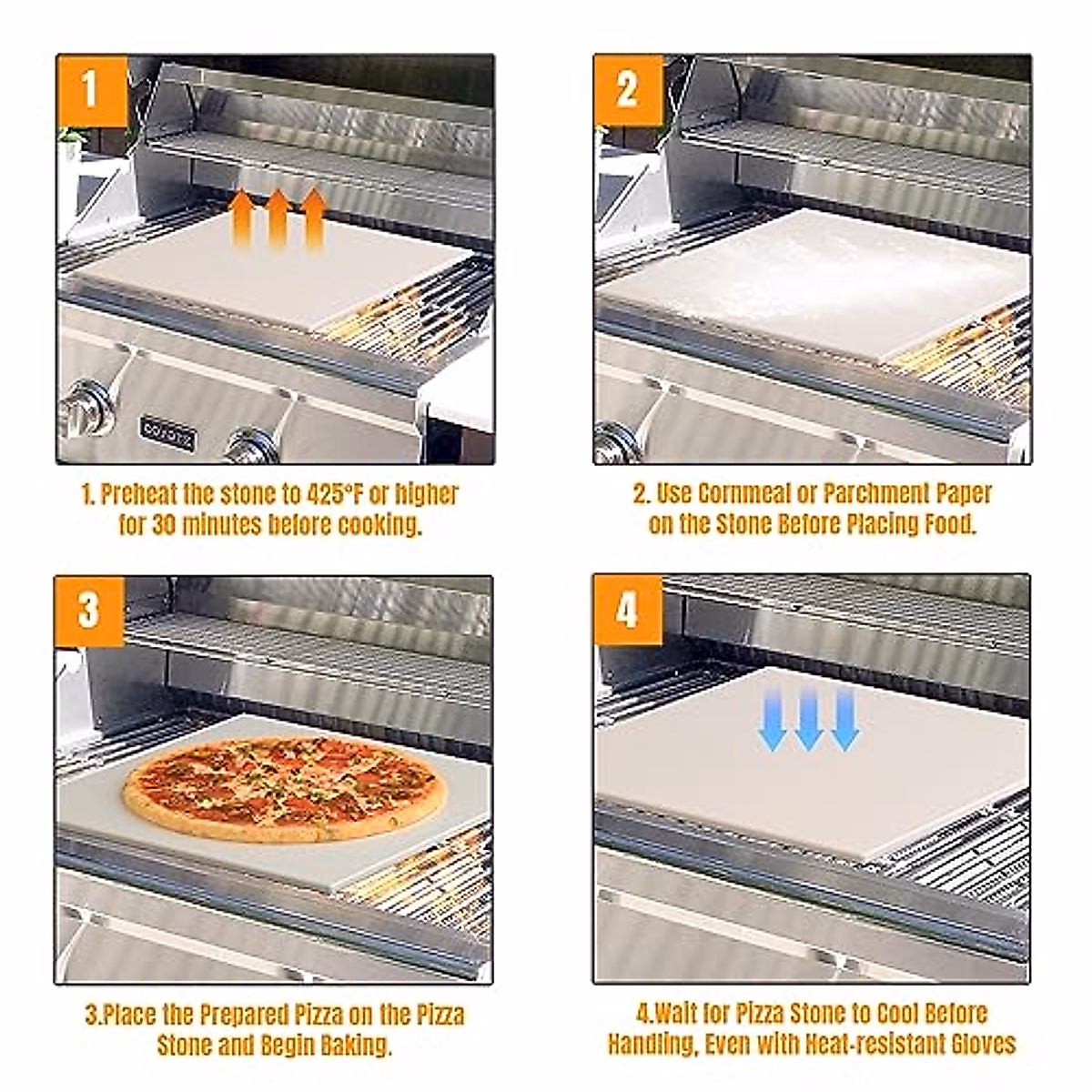 Pizza Stone for Grill 16"x16" - Caprihom Large Pizza Baking Grilling Stone, Pizza Stone for Oven, Heavy Duty Cordierite Stone Perfect for Bread, BBQ and Grill