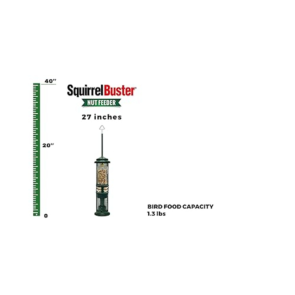 Squirrel Buster Nut Feeder Squirrel-Proof Bird Feeder for Nuts and Fruit, Two Meshes