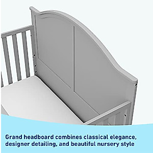 Graco Wilfred 5-in-1 Convertible Crib (Pebble Gray) – GREENGUARD Gold Certified, Converts to Toddler Bed and Full-Size Bed, Fits Standard Full-Size Crib Mattress, Adjustable Mattress Support Base