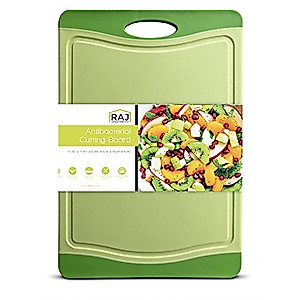Raj Plastic Cutting Board Reversible Cutting board, Dishwasher Safe, Chopping Boards, Juice Groove, Large Handle, Non-Slip, BPA Free (Extra Large (17.4" x 11.81"), Lime Green)