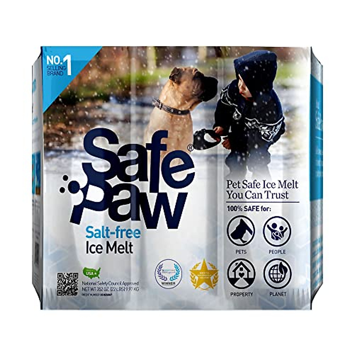 Safe Paw Pet Friendly Concrete Safe Powerful Salt Free Ice Melt for Driveways, Sidewalks, and Various Terrain, 22 Pound Flexicube (4 Pack)