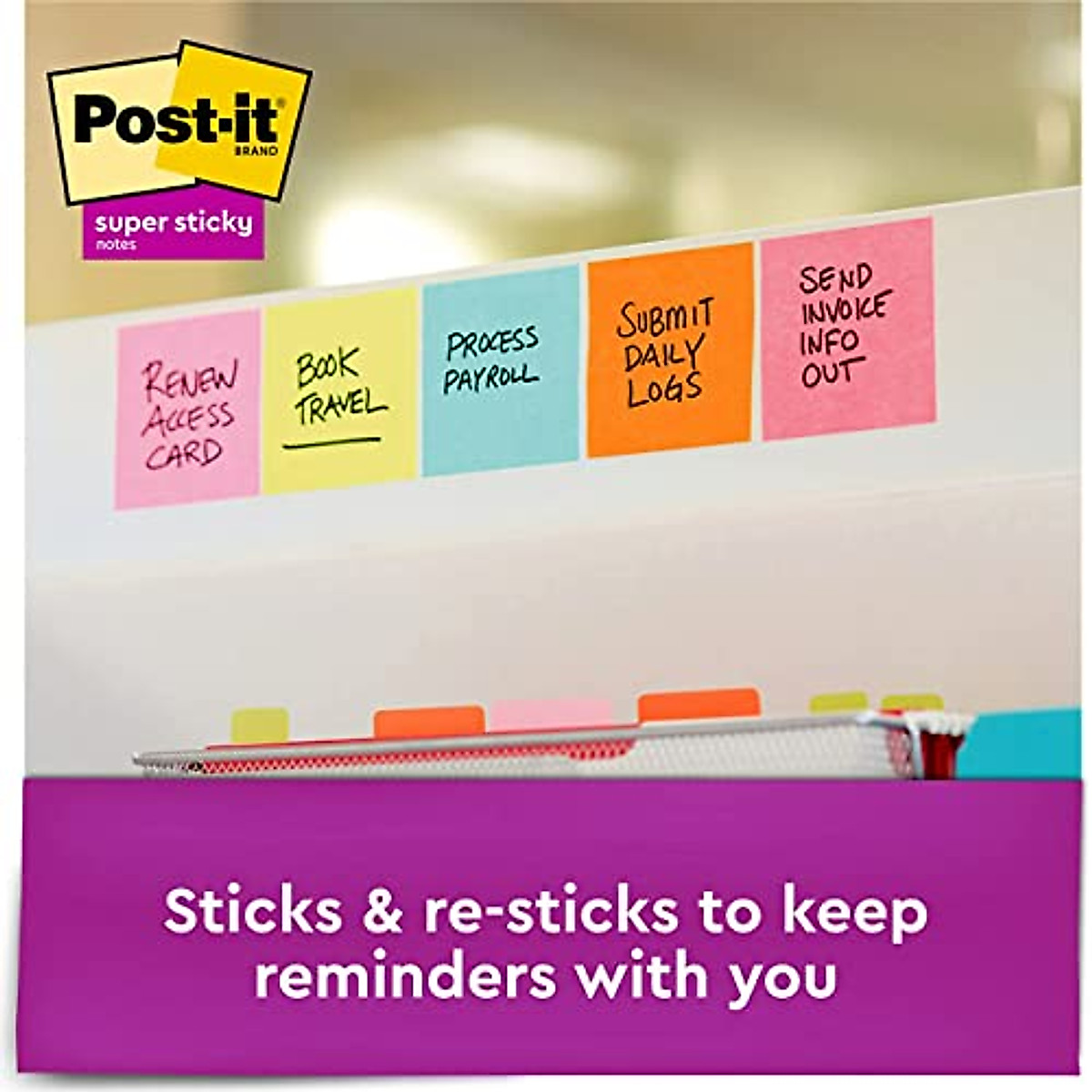Post-it Super Sticky Pop-up Notes, 3x3 in, 10 Pads, 2x the Sticking Power, Supernova Neons, Bright Colors, Recyclable (R330-10SSMIA)