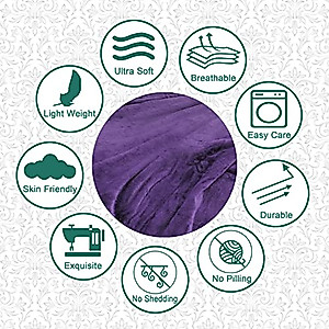 BYTIDE Throw Blankets Couch Cover Flannel Fleece Throw with Braided Rope Fringe Tassels, Plush Cozy Warm Soft Smooth Throw for Couch Sofa Bed Chair Home Décor, 50" x 60", Dark Purple