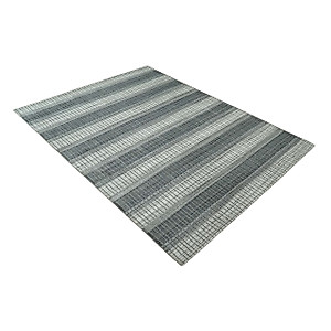 Modern Hand Made Stripes Scandinavian Blended Wool Flatwoven Area Rug, Ivory, Gray and Brown, 8x10 | KE23810