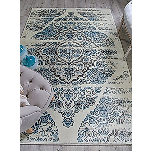 Distressed Rugs for Living Room Clearance (Medium 5'x8', Ivory)