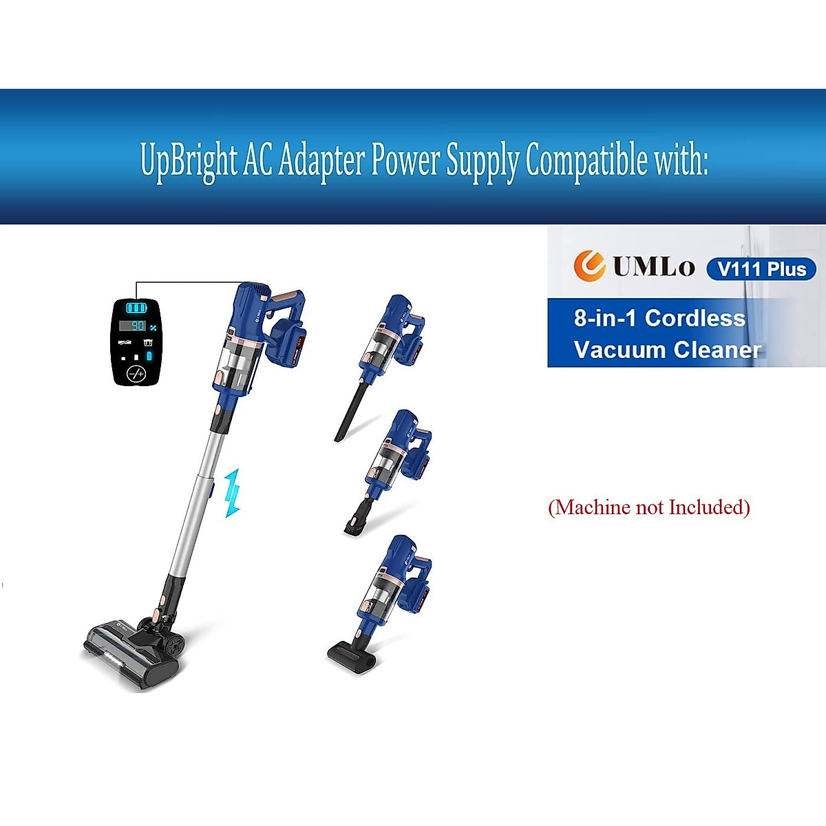 UpBright 22.5V AC/DC Adapter Compatible with UMLo Model V111 V111Plus Plus 18.5V 4000mAh Lithium Li-ion Battery Powerful Suction Lightweight Cordless Stick Vacuum Cleaner 22.5VDC Power Supply Charger