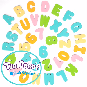 Tub Cubby Safe & Soft ABC 123 Foam Bath Letters & Numbers - Magically Stick On Wet Walls + Bonus Rubber Duck | Spell & Count Educational Alphabet Kids Bathtub Play Set - Extra 44 Pack