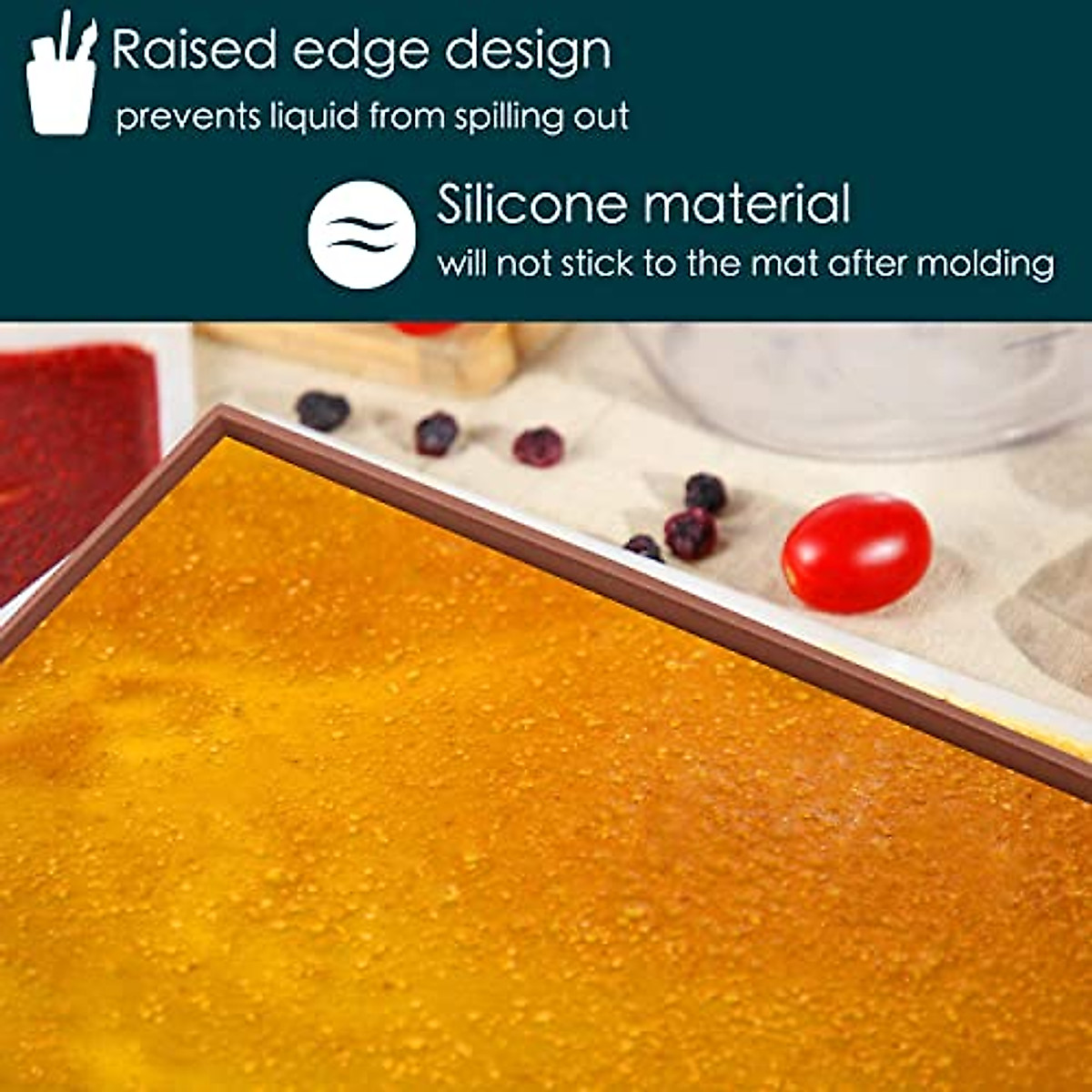 6PCS Silicone Dehydrator Mats with Edge NonStick Square Dehydrator Trays for Cosori CP267-FD,High Temperature Resistance Reusable for Meat Vegetables Fruit Food