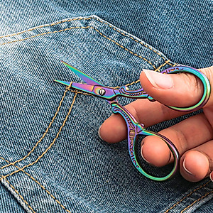 Asdirne Embroidery Scissors, Stainless Steel Sharp Tip Scissors, Thread Scissors DIY Tools for Embroidery, Craft, Needle Work, Art Work & Everyday Use, 2 Pcs, 4.7"/5.3",Colourful