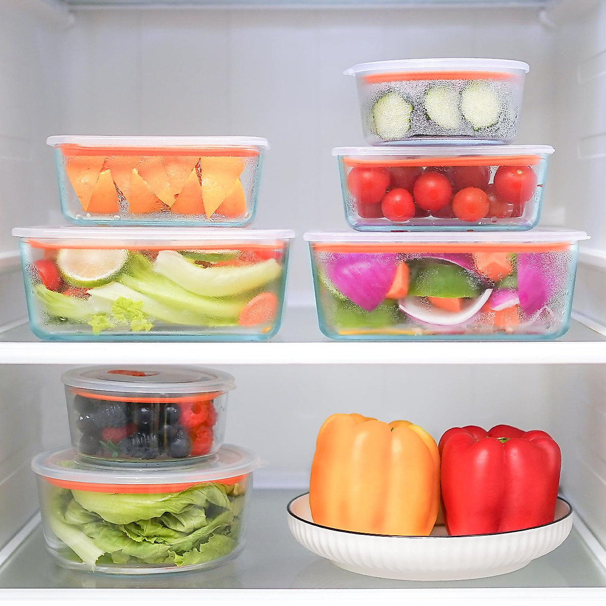 NUTRIUPS 16oz Glass Food Storage Containers with Lids, Set of 2 Reusable Meal Prep Containers, Glass Lunch Box, Lunch Containers