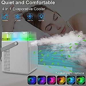 Portable Air Conditioner Fan Personal Air Conditioner Mini Evaporative Personal Air Cooler with 3 Speeds 2000mAh Battery Powered&USB Rechargeable Portable Evaporative Cooler for Bedroom Office Outdoor