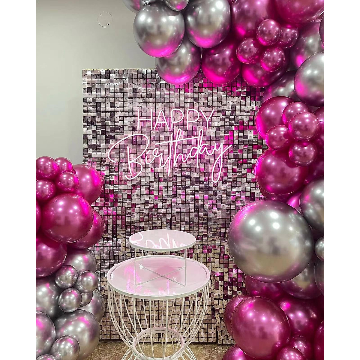 Hot Pink Silver Balloons Chrome Metallic Party Balloon Kit Arch For Party Decoration Baby Shower Wedding Holiday
