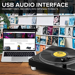 Gemini Sound TT-4000 Professional Direct-Drive DJ Turntable, High Torque, 3 Speeds Vinyl Record Player, Switchable Phono Preamp, Variable Pitch Control, Die-Cast Aluminum Platter, USB Audio Interface