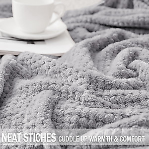 Exclusivo Mezcla Fleece Throw Blanket Extra Large, Super Soft and Warm Blankets for Couch, Sofa and Bed Waffle Textured, Cozy, Fuzzy and Lightweight (Light Grey, 50x70 Inches)