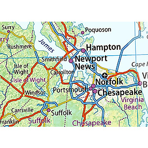 Physical Map of Virginia State - 11.3 x 23.3 Inches - Paper Laminated