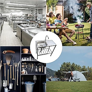 Outdoor Stainless Steel Sink, Free Standing Commercial Restaurant Utility Single Bowl Kitchen Washing Station Hand Basin Sink Set with Storage Shelves for Laundry Tub Backyard Garage ( Size : Single l