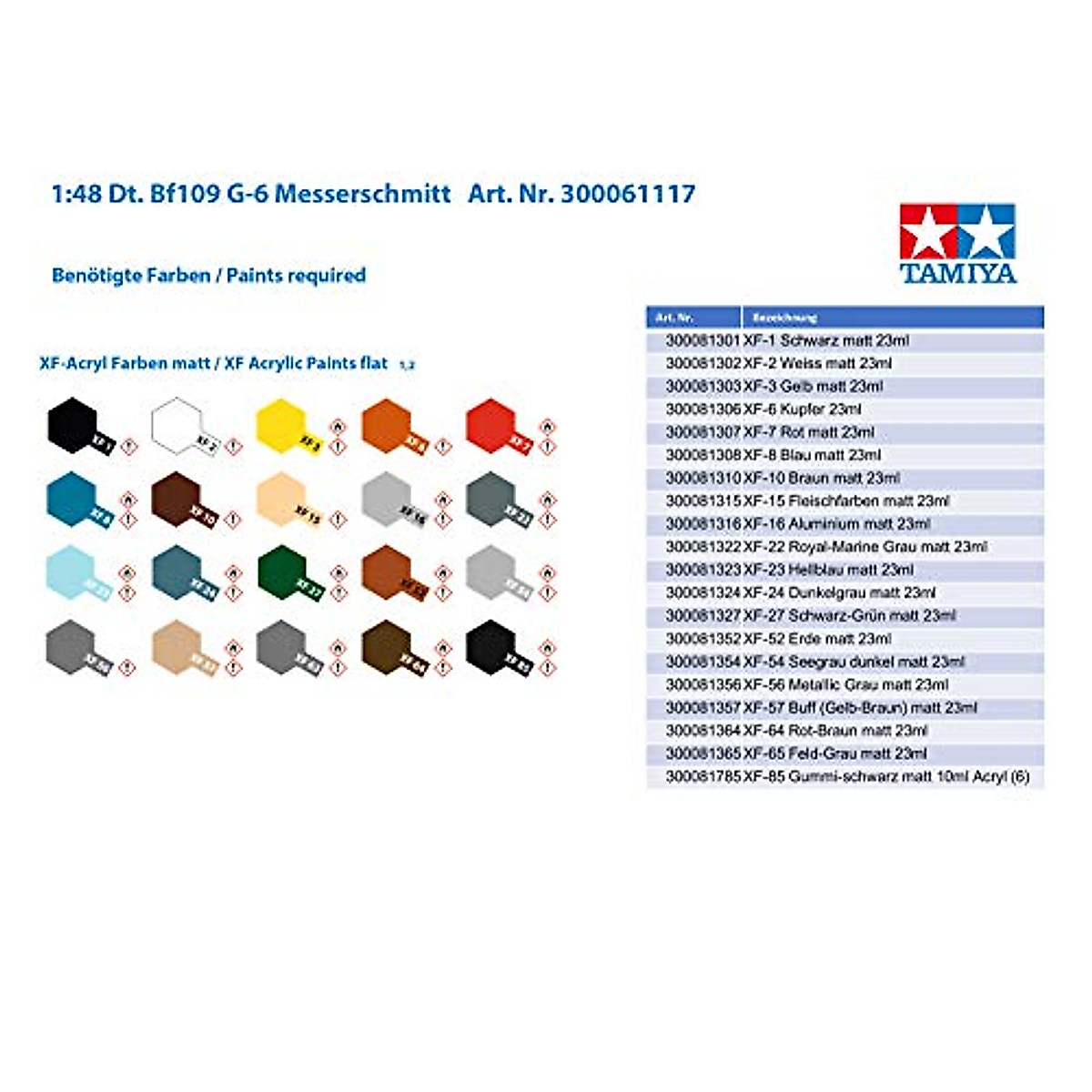 Tamiya 61117 1/48 Messerschmitt BF 109 G-6 Plastic Model Airplane Kit