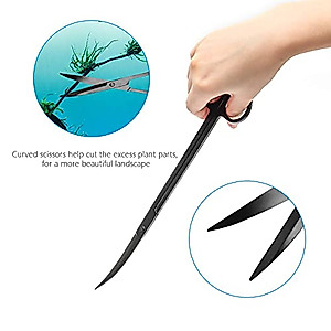 Liveek Aquarium Aquascape Tools Kit, 4 in 1 Anti-Rust Aquatic Plant Aquascaping Tool Stainless Steel Black Tweezers Scissors Spatula for Aquarium Tank Clean Fish Tank Aquascape Tools Sets (Black)