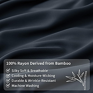 LINENLINE Duvet Cover Queen Size, Rayon Derived from Bamboo, Cooling & Soft Queen Duvet Cover Set, 1 Zipper Closure Duvet Cover 90"x90" & 2 Pillow Shams, Comforter Not Included, Black