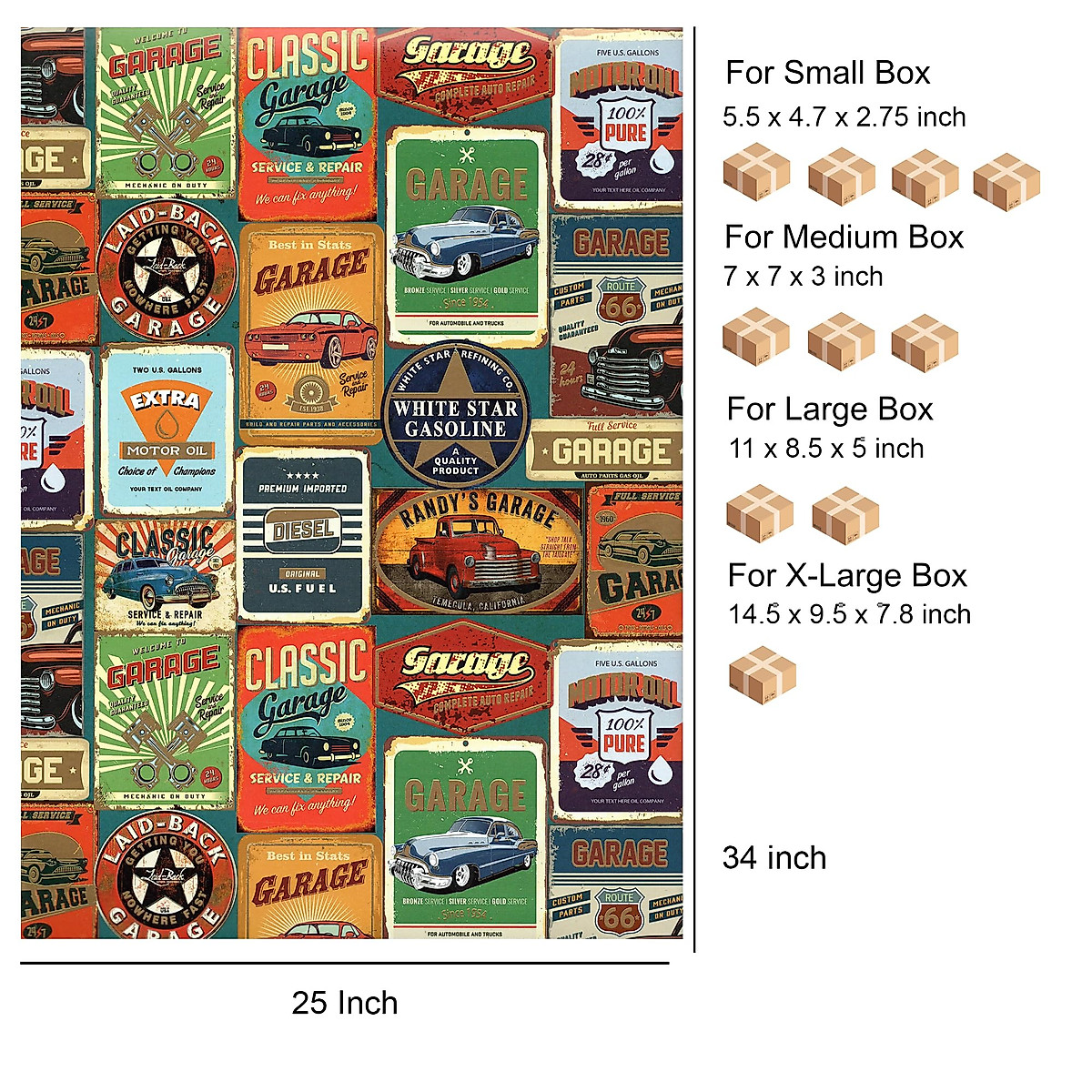 arkamii premium wrapping paper set of 4 sheets size 34 x 25 inch garage cars man (18-9226)