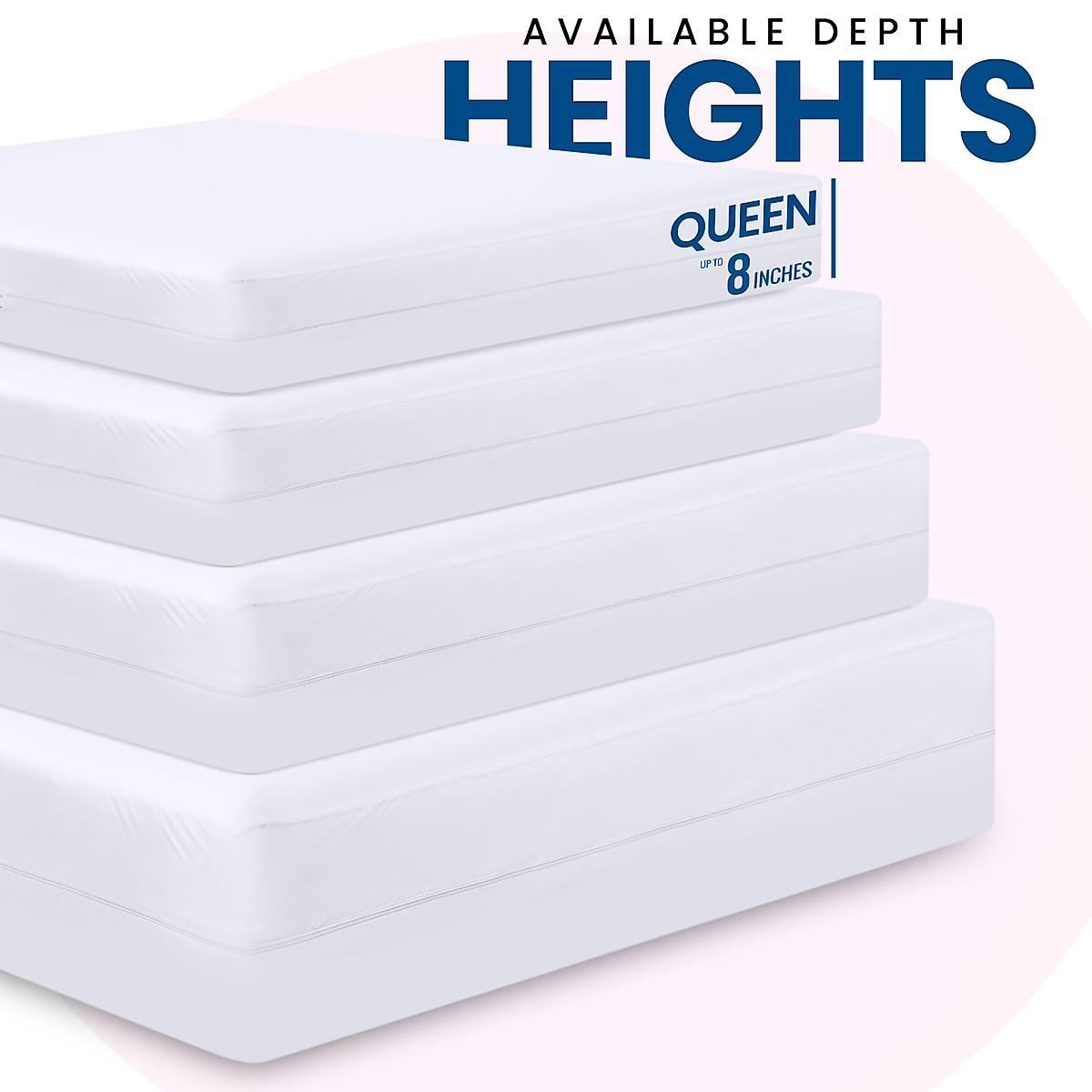 Utopia Bedding Premium Waterproof Bed Bug Mattress Cover, Queen Zippered Mattress Protector, 8 Inches Deep, Dust Mite Proof 6-Sided Mattress Encasement for Bed