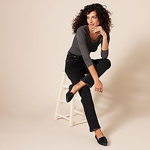 Amazon Essentials Women's Loafer Flat, Black Faux Leather, 9.5