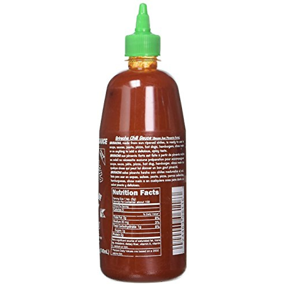 Sriracha Hot Chili Sauce Large Bottle 740ml (28oz X 2 Pack)