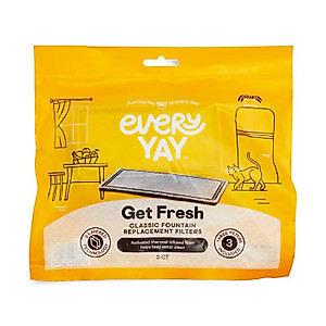 EveryYay Get Fresh Automatic Classic Ceramic Cat Fountain Replacement Filters, 50 oz., Count of 3