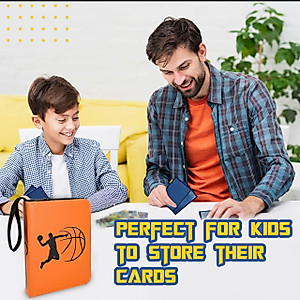 Basketball Card Binder, 4Pocket Zipper Sports card binder, 400 Double Sided Pocket Waterproof Album, Basketball Cards Display Holder, Expandable, For Gaming Cards, Yugioh, MTG and Other TCG (Orange)