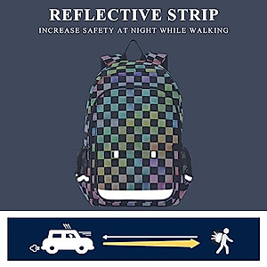 ALAZA Rainbow Checkered Checker Laptop Backpack Purse for Women Men Travel Bag Casual Daypack with Compartment & Multiple Pockets