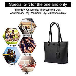 LOVEVOOK Women Leather Handbags Purses Designer Tote Shoulder Bag Top Handle Bag for Daily Work Travel Black