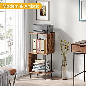 Book Shelf Bookcase, Modern Small Bookshelf for Small Spaces: S-Shaped Wooden Bookshelf Corner Bookshelf for Living Room Bedroom Home Office, Rustic Bookshelves and Bookcases Storage Organizer, 3-Tier