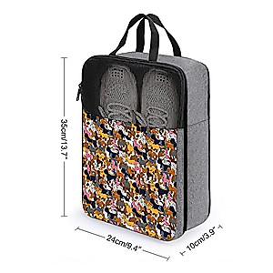 Frcavbin Dog Face Puppy Travel Shoe Bag Shoes Carrier with Handle and Zipper Foldable Shoe Puches Organizer for Home storage School starts
