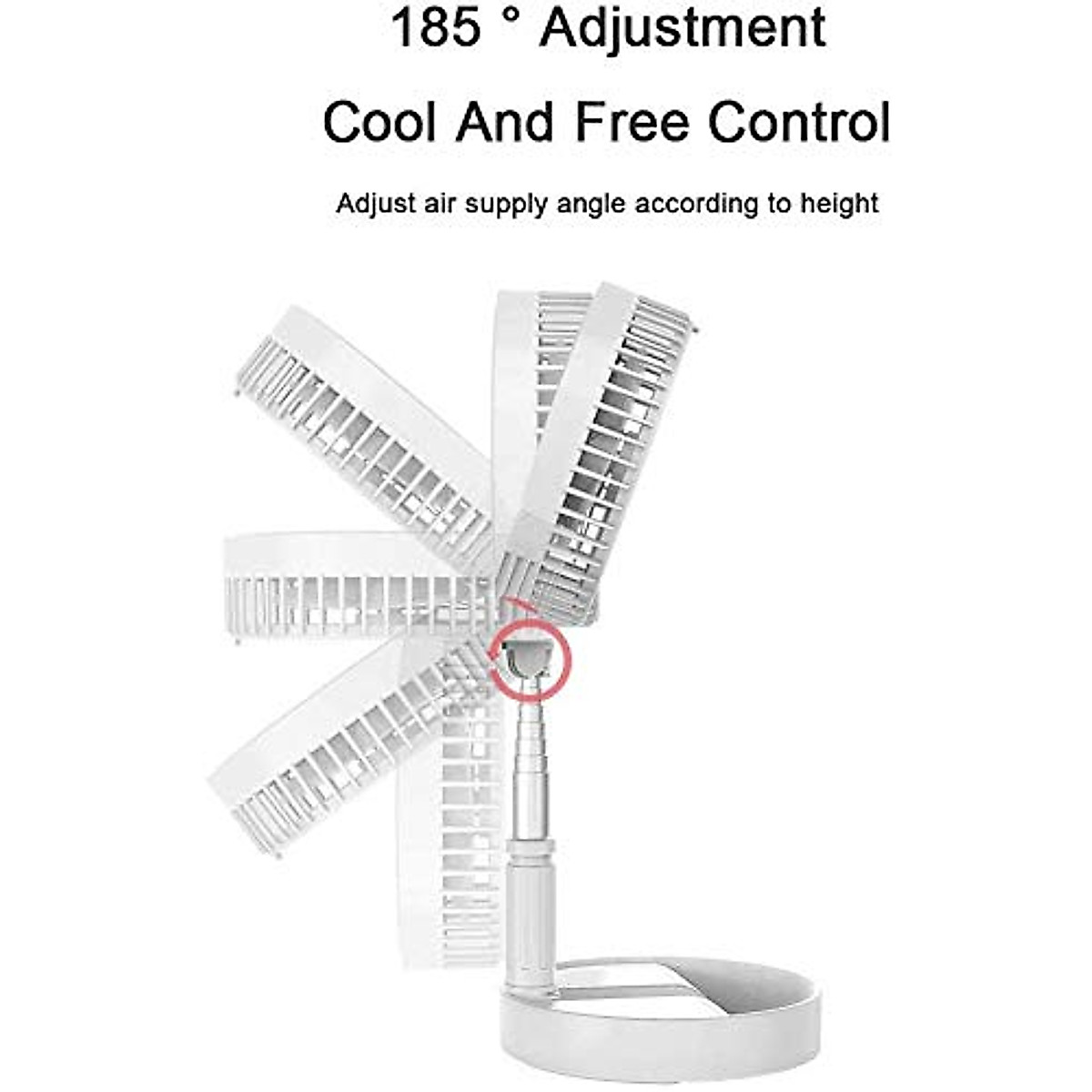 Lrufodya Portable floor Fan, Height Adjustable Folding Telescopic Table Fan, USB Rechargeable Personal Travel Fan with 4 Wind Speeds Air Humidifier LED Lamp and Night Light for Outdoor Camping