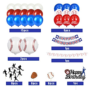 BANBALLON 53 PCS Baseball Party Decorations Baseball Party Supplies Including Happy Birthday Banner Balloons and Baseball cake toppers for Sports Theme Birthday Party and Baseball Theme Party Decor