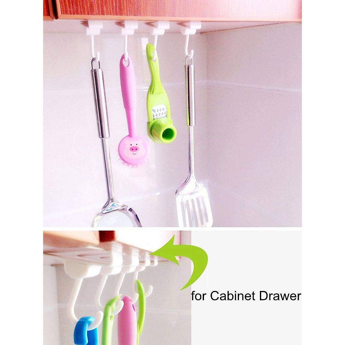 Saim 10Pcs Plastic Hooks Clip Design Firm Hanger ABS Smooth and Bright Suitable for Bathroom Kitchen Bedroom Offices