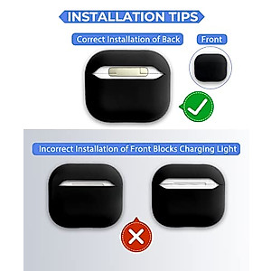 Homstect Compatible with Airpods 3 Case, Triple-Layer Protective Silicone Case for AirPods 3rd Generation (2021 Released) Charging Case Cover, Shockproof and Skin-Friendly, Front LED Visible-Black