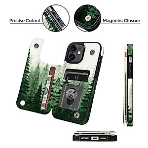 uCOLOR for iPhone 11 Wallet Case with Card Holder-PU Leather Folio Flip Cover Kickstand Card Slots Double Magnetic Clasp RFID Blocking Compatible with iPhone 11 6.1" (Forest)