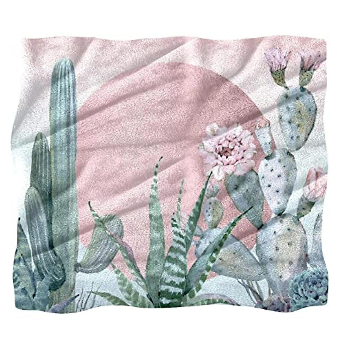 VBFOFBV Bedding Fleece Blanket, Decorative for Bedroom Sofa Floor, Pink Retro Flower Cactus