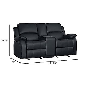 Homelegance Clarkdale Double Glider Reclining Loveseat with Console, Black