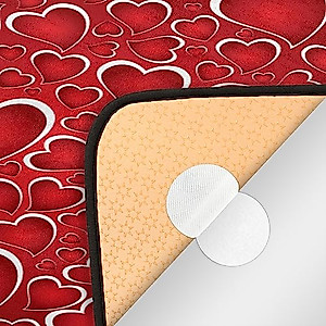 KOBLEN Valentines Day Red Hearts Kitchen Rugs Non Slip Washable Absorbent Kitchen Mats 20x39 inch Cushioned Anti Fatigue Kitchen Floor Mats for in Front of Sink
