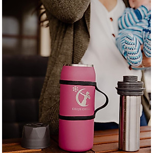 CERES CHILL Water Bottle Strap Handle Carrier fits 8oz to 28oz in Size, Silicone Strap Makes Any Bottle Handheld. for Runners & Joggers Anti Slip Grip & Drop Protection (2-Pack, Black, Small)